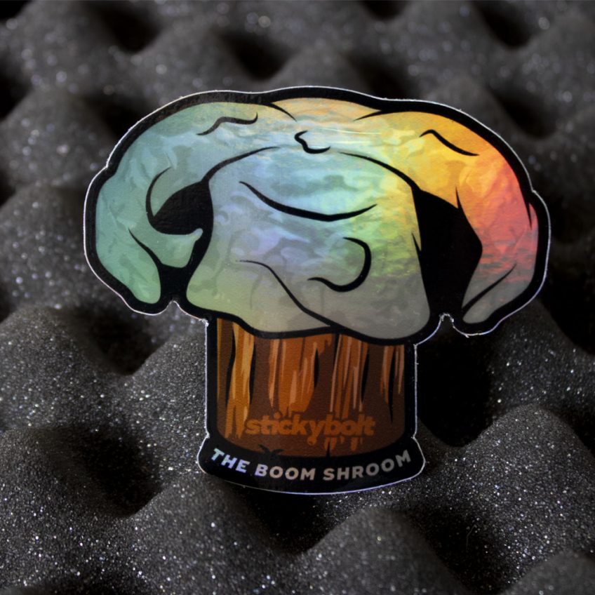 Boom Shroom Sticker | Holographic Mushroom Bullet | StickyBolt