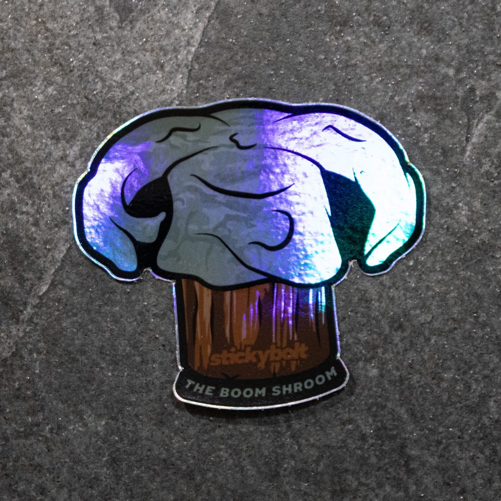 Boom Shroom Sticker | Holographic Mushroom Bullet | StickyBolt